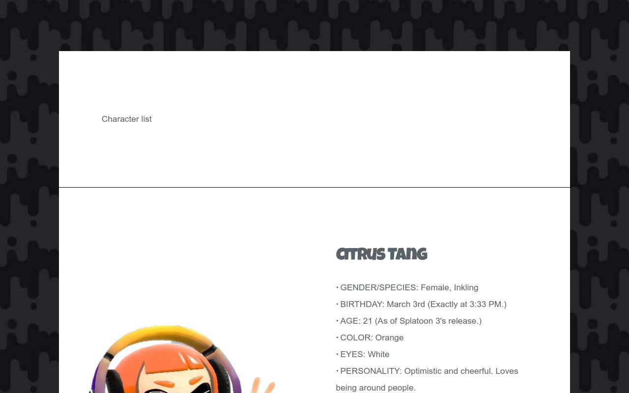 Splatoon Stories Character List